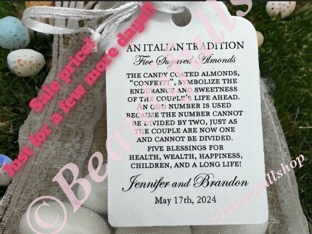 Jordan Almond Favor Tags Wedding Bomboniere Greek Wedding Koufeta Tags ...