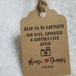 Camara Favor Tags, 2.5"l X1.8"w, Disposable Camara Tag, Wedding Tag ...