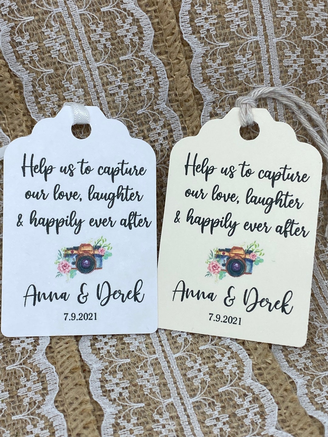 Disposable Camera, Disposable Wedding Camera Favor Tags, FLORAL TAGS ...
