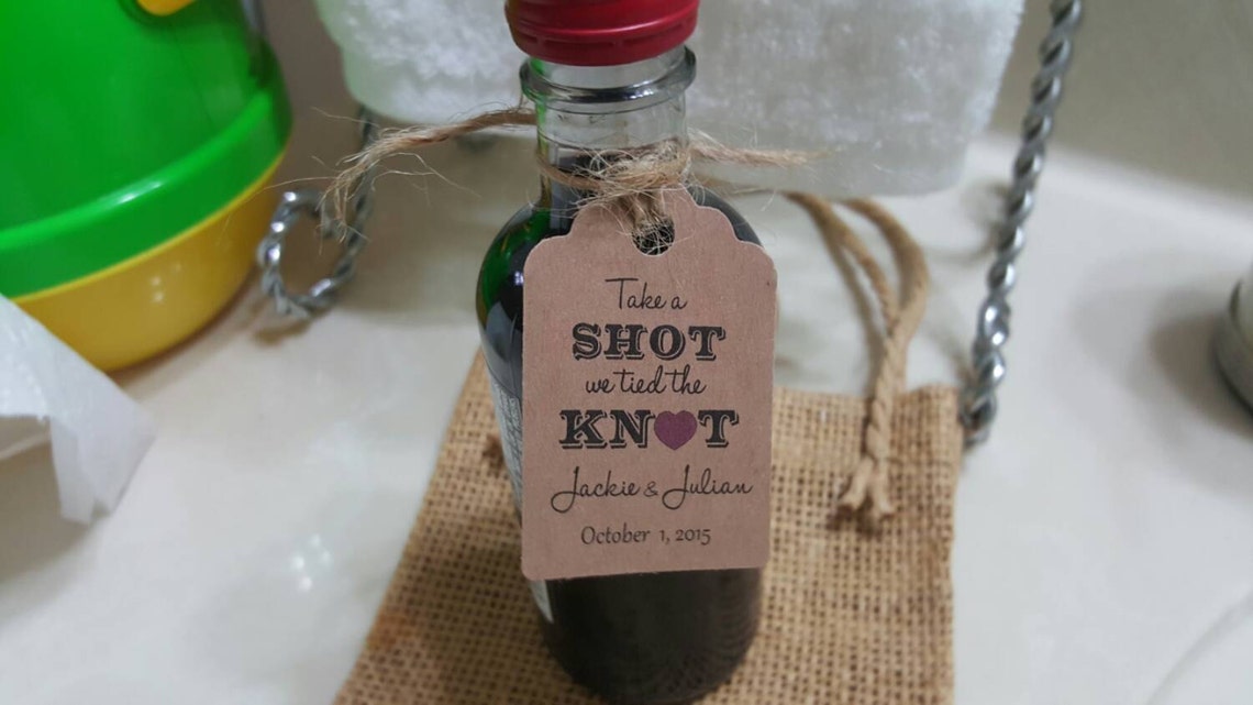 Shot Favor Tags Wedding Tags Take a Shot We Tied the Knot - Etsy