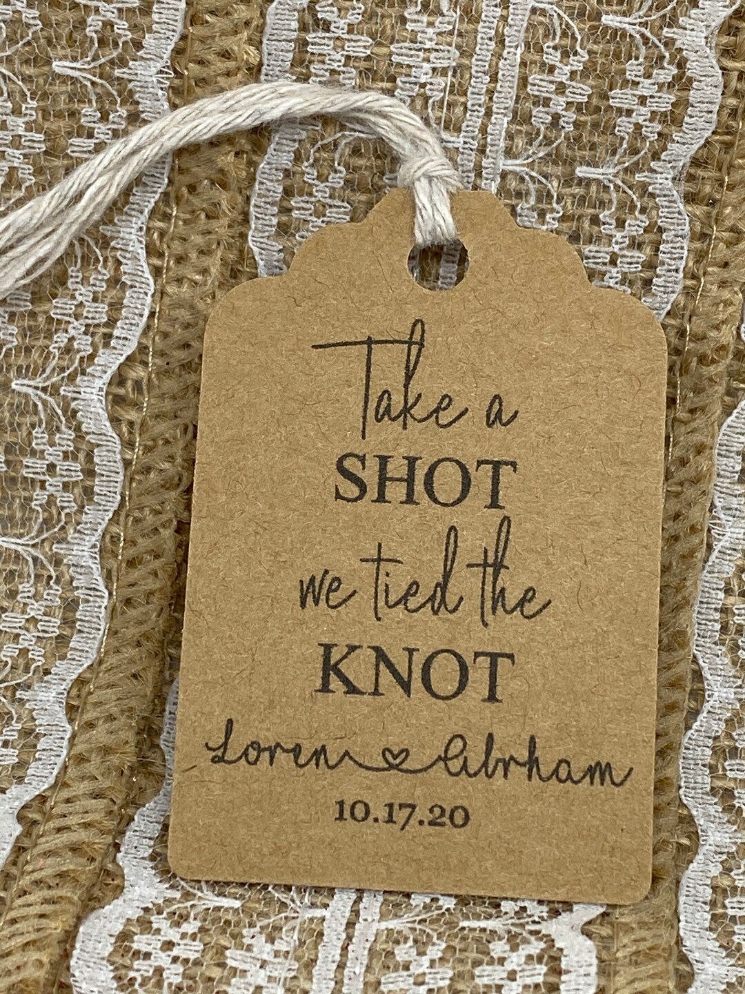 Shot Favor Tags, Wedding Tags, Take a Shot We Tied the Knot, Thank You ...