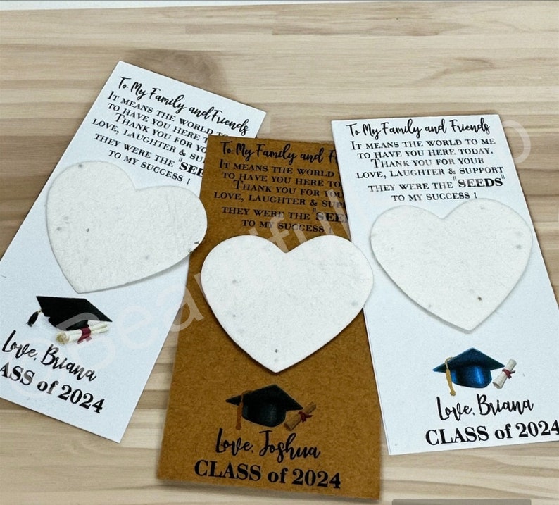 Plantable Heart Seed Graduation Favors With Flower Seed Paper Heart ...