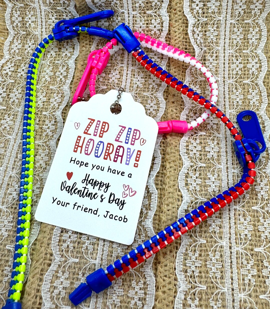 Valentine's Day Zipper Bracelet and Tag, Gifts, Custom Party Favor ...