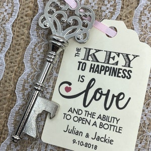 Key Bottle Openers AND Tags, Wedding Favors, Vintage Key Favors Key to ...