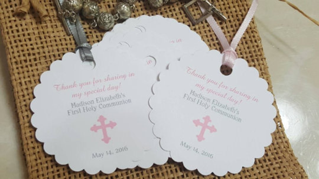 First Communion Favor Tags Girl, First Holy Communion Tags, Praying ...
