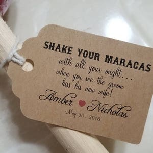 MARACAS Tags, 2.5"l X1.8"w, Wedding Tags, Thank You Tags, Favor Tags ...