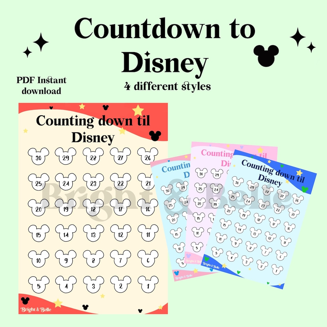 Disney Holiday Countdown Printable - INSTANT PDF DOWNLOAD - Count Down ...