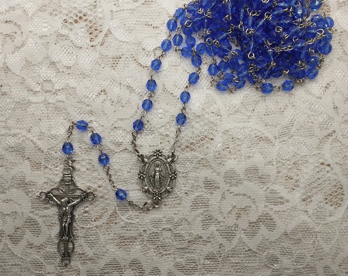 Miraculous Medal, Marian Blue 15 or 20 Decade Rosary - Etsy