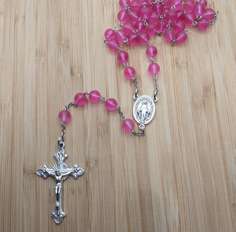 Light Bright Pink, Miraculous Medal Rosary - Etsy