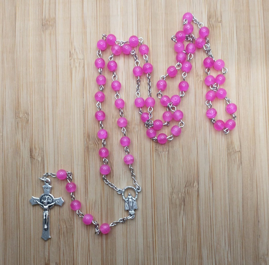 Bright Pink, Miraculous Medal Rosary - Etsy