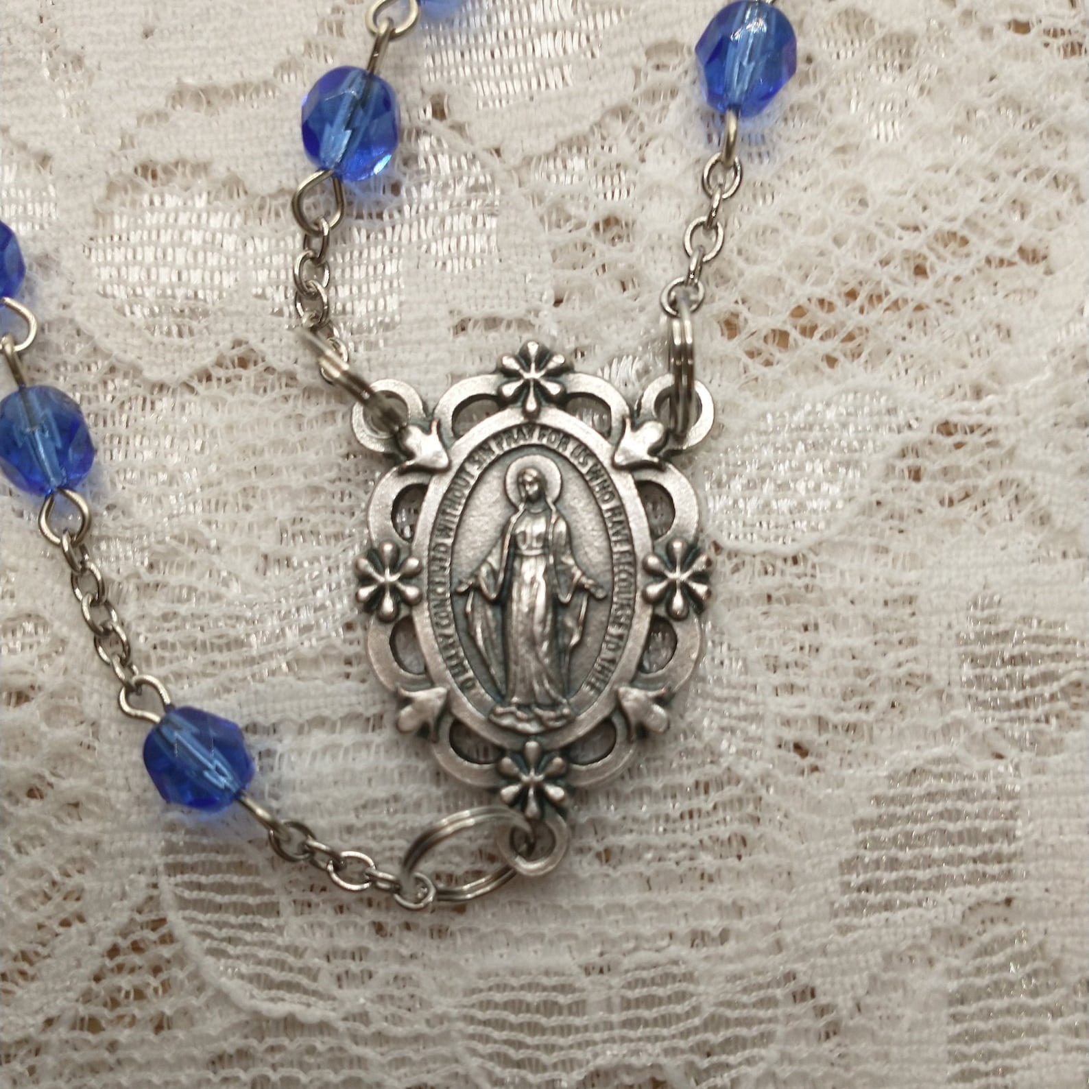 Miraculous Medal, Marian Blue 15 or 20 Decade Rosary - Etsy