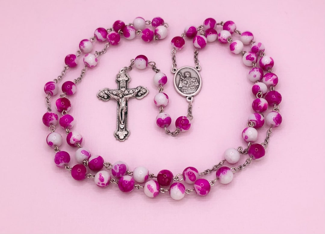 St. Agatha Pink Rosary, Breast Cancer Awareness Rosary for Women - Etsy