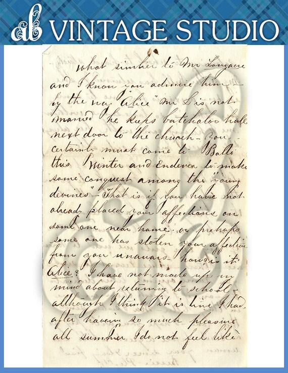 Digital Image of Vintage Letter Featuring Cursive Handwriting. - Etsy