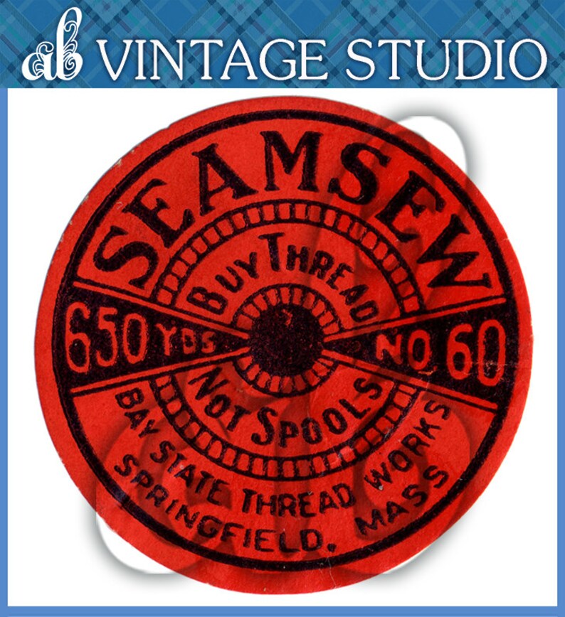 Vintage Digital Image of Seamsew Sewing Thread Spool Cap From | Etsy