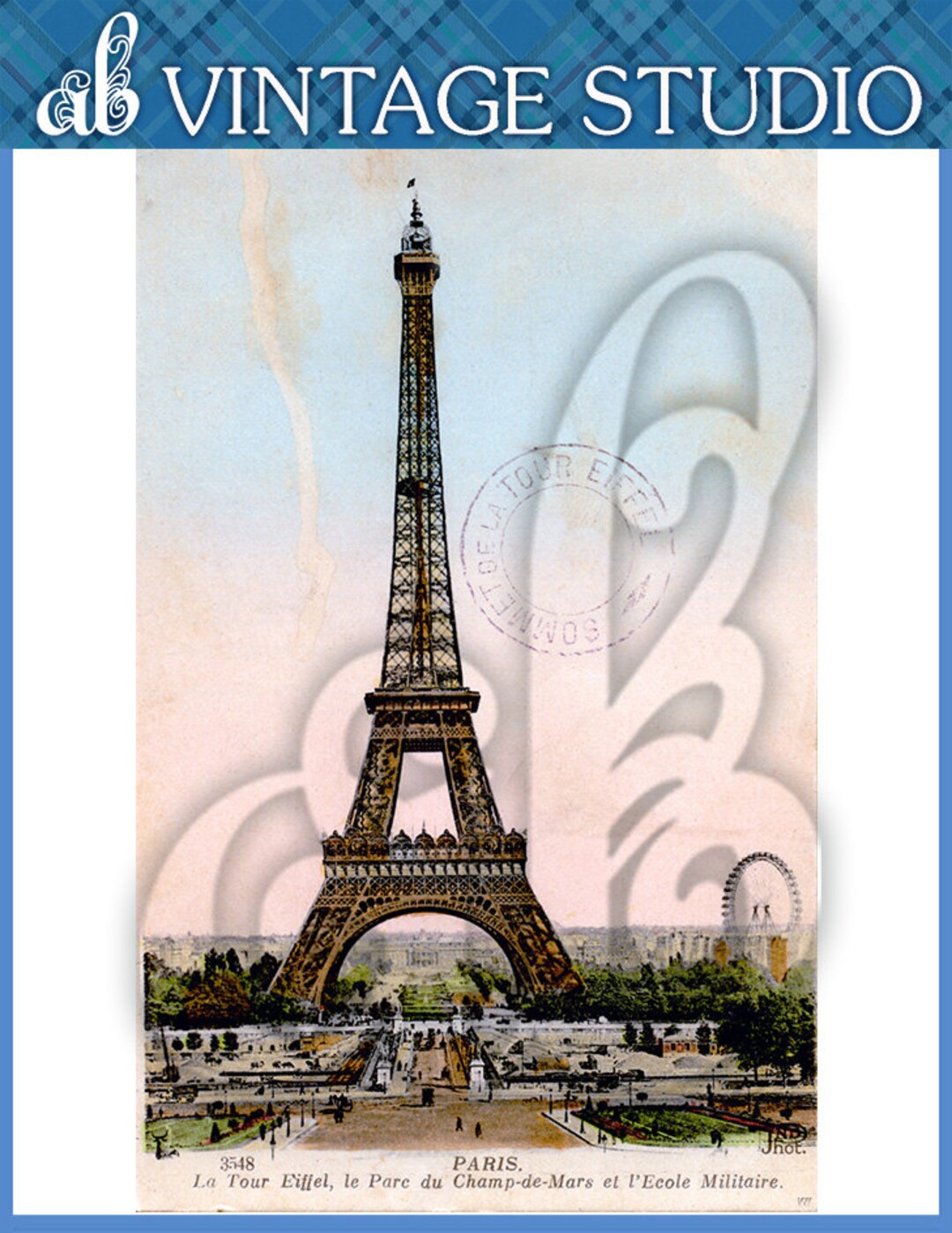 Eiffel Tower Vintage Postcard