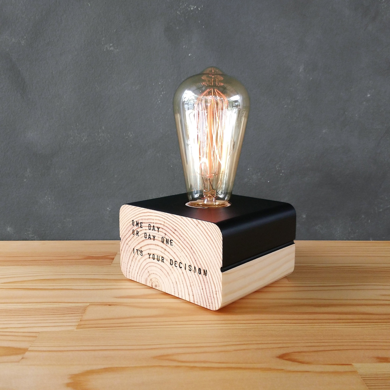 Modern Edison Led Lamp Base Black Wooden Personalized - Etsy