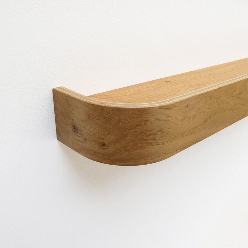 Mid Century Floating Ledge Shelf Modern Rounded Edge Oak Wall - Etsy