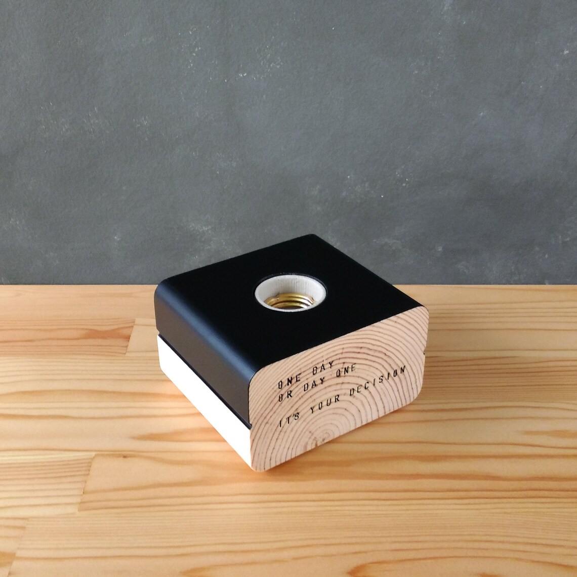 Modern Edison Led Lamp Base Black Wooden Personalized | Etsy