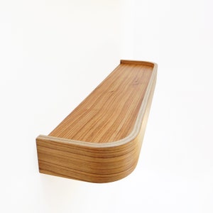 Wall Floating Ledge Shelf, Modern Zebrawood Decorative Rounded Shelves ...