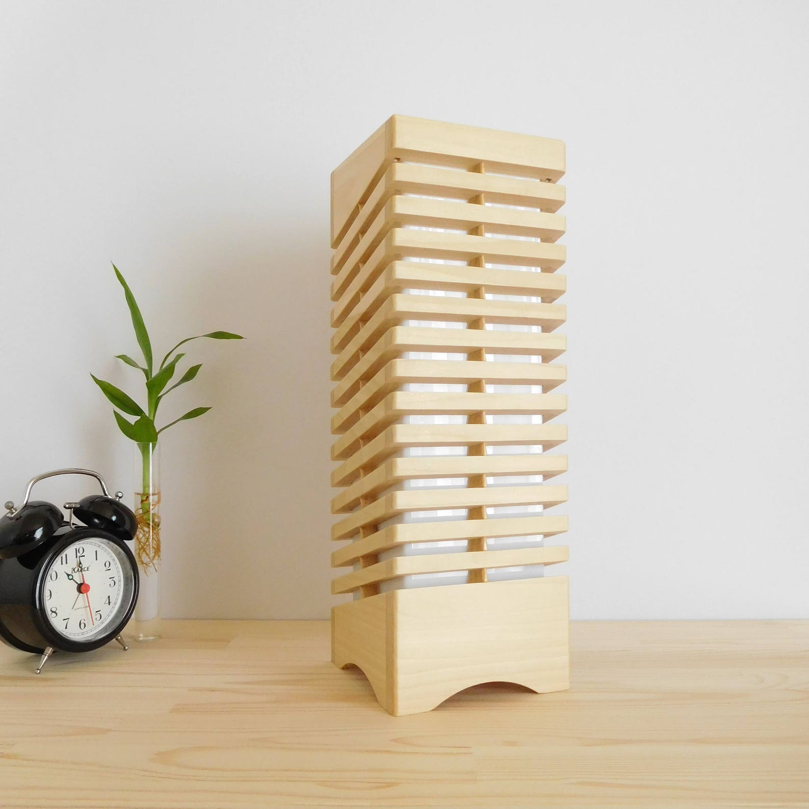 Wooden Side Table Lamp for Living Room Handmade Led Lamp - Etsy