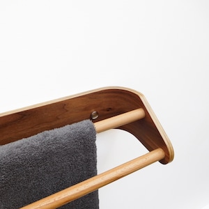 Walnut Long Towel Bar, Bathroom Wall Towel Rack, Wood Double Towel Rail ...