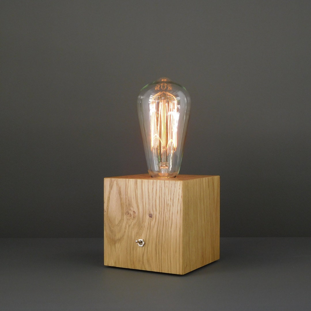 Modern Oak Table Lamp, Small Decorative Lamp for Bedroom, Minimal Lamp ...