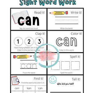 Dolch Preprimer Sight Word Worksheets- FLORIDA BEST List - Etsy