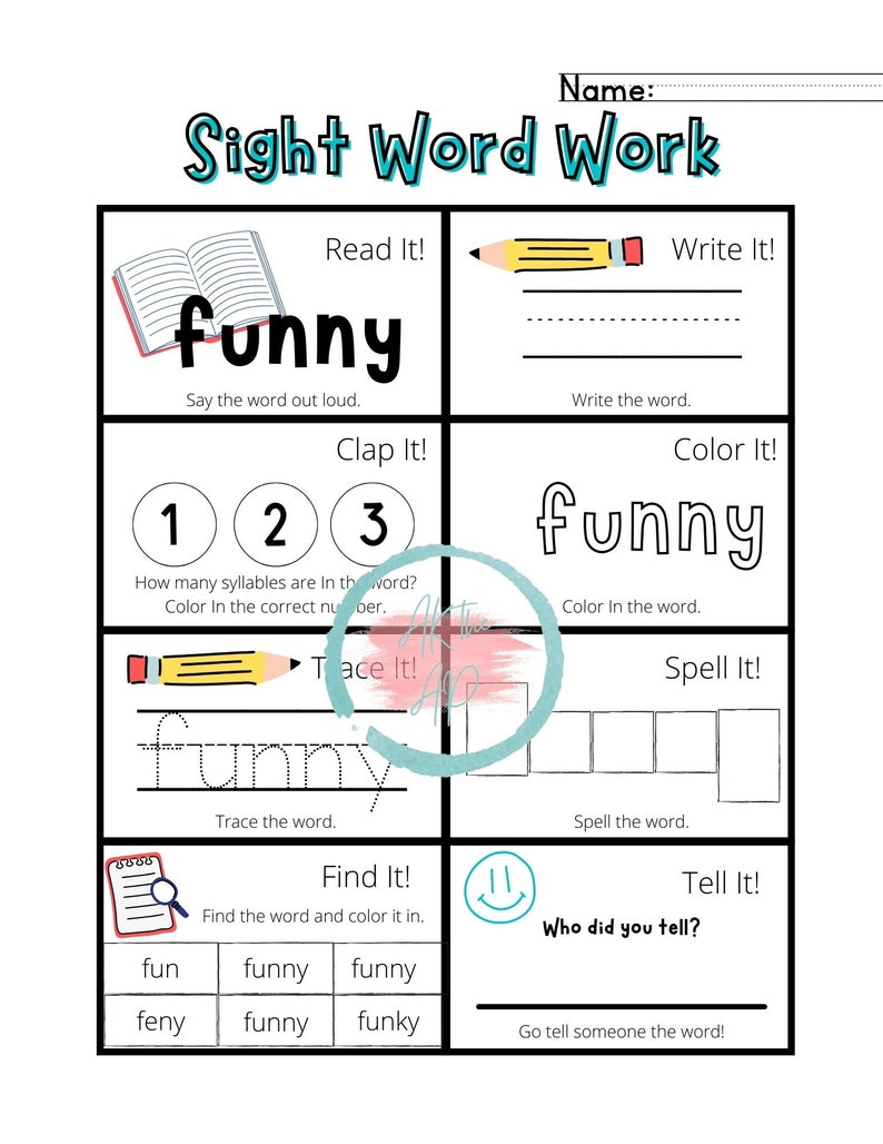 Dolch Preprimer Sight Word Worksheets- FLORIDA BEST List - Etsy