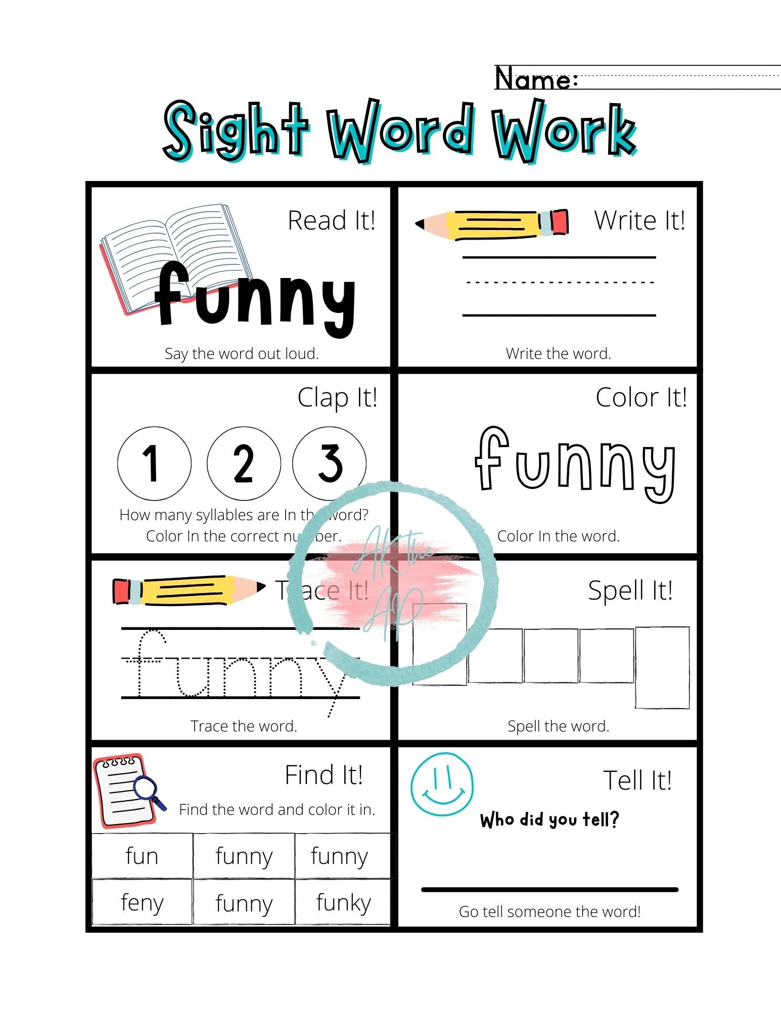 Dolch Preprimer Sight Word Worksheets- FLORIDA BEST List - Etsy
