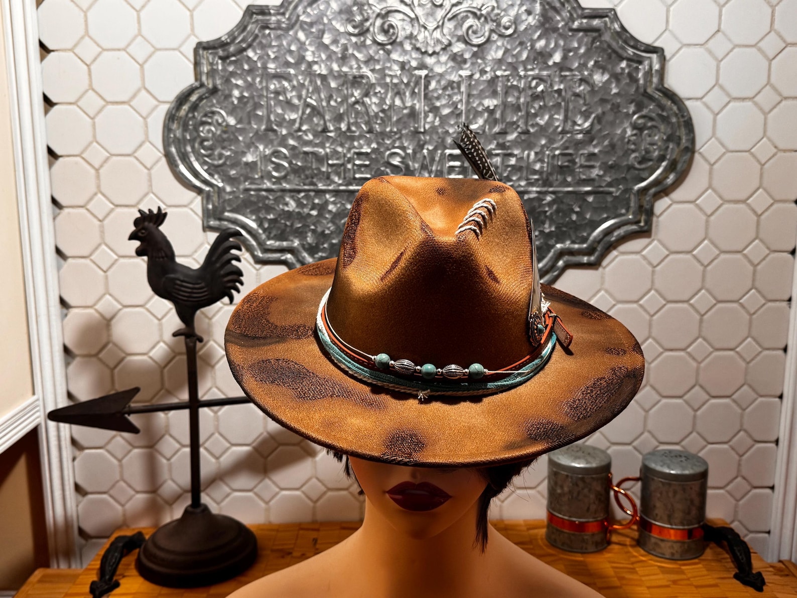 Custom / Handcrafted Western Rancher / Country Hat / Burnt / Painted ...