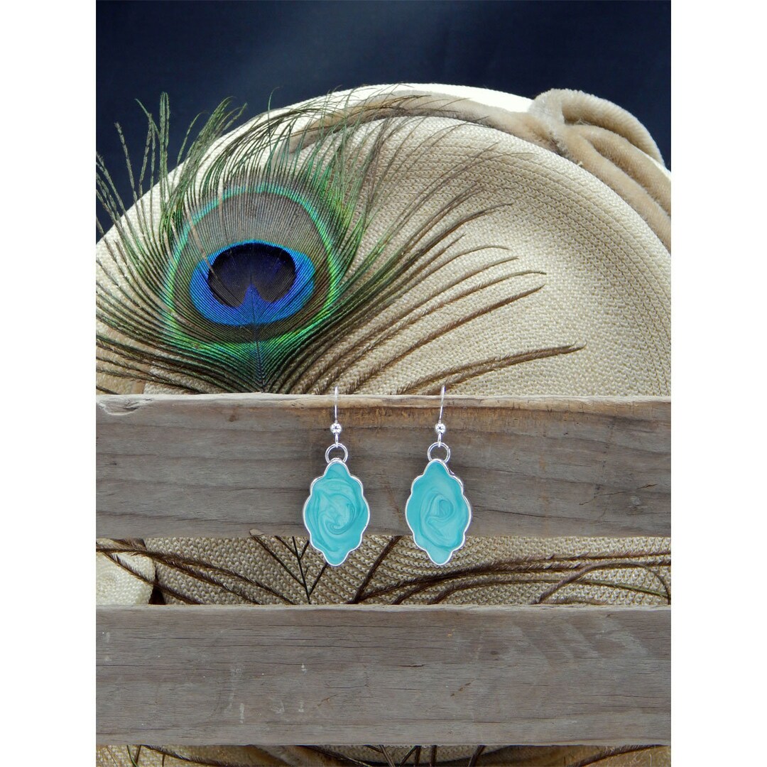 Art Nouveau Marbleized Teal Green Swirl Enameled Polished Silver Fancy ...