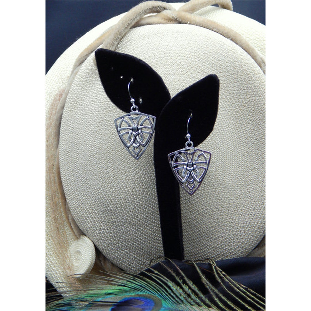 Celtic Antique Burnished Silver Continuous Knotwork Shield Fashion Drop ...