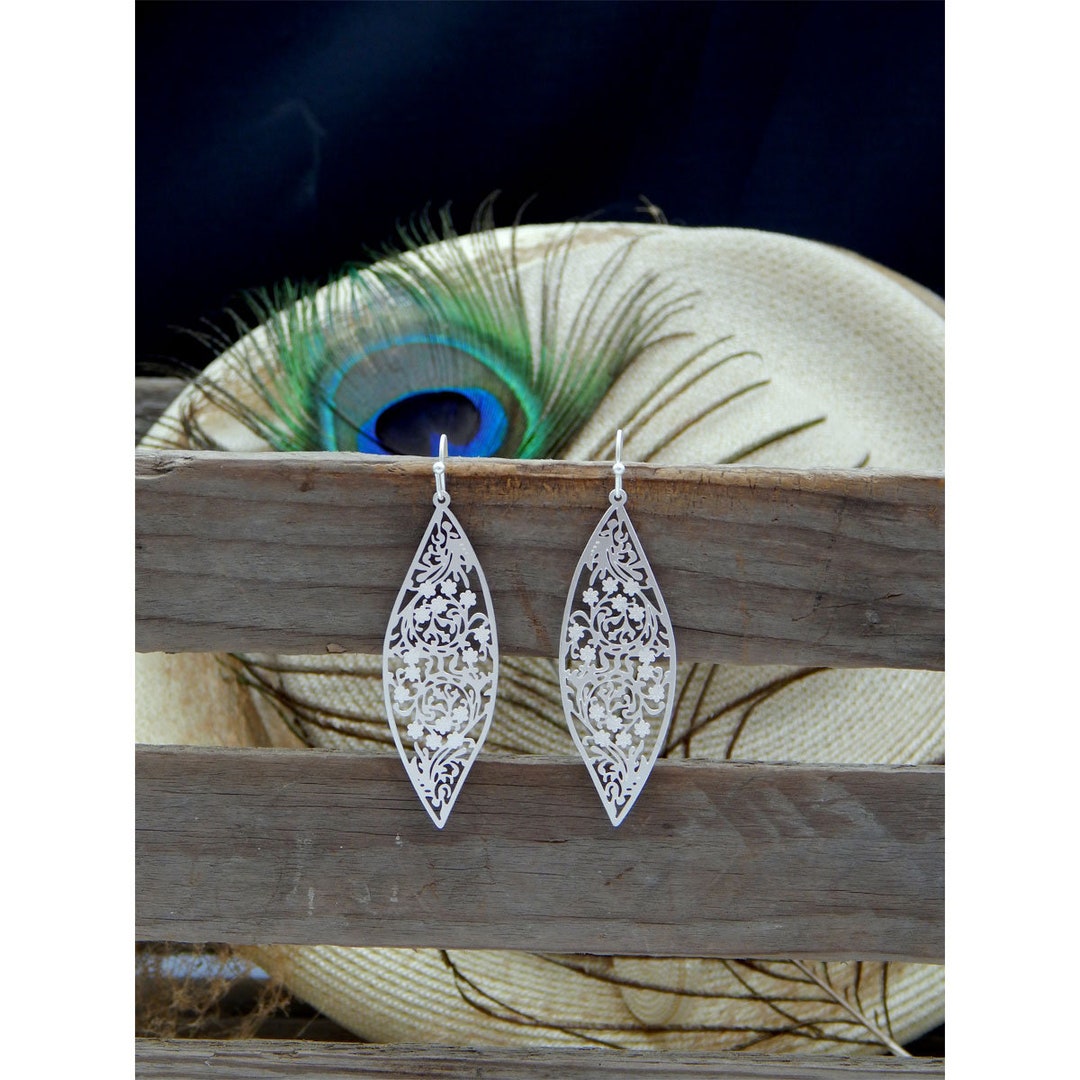 Floral Fancy Filigree Swirl Embellished Matte Silver Laser Cut ...