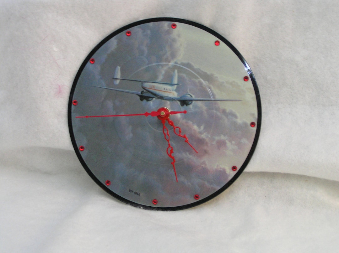 Airplane Picture Disc Record Clock - Etsy