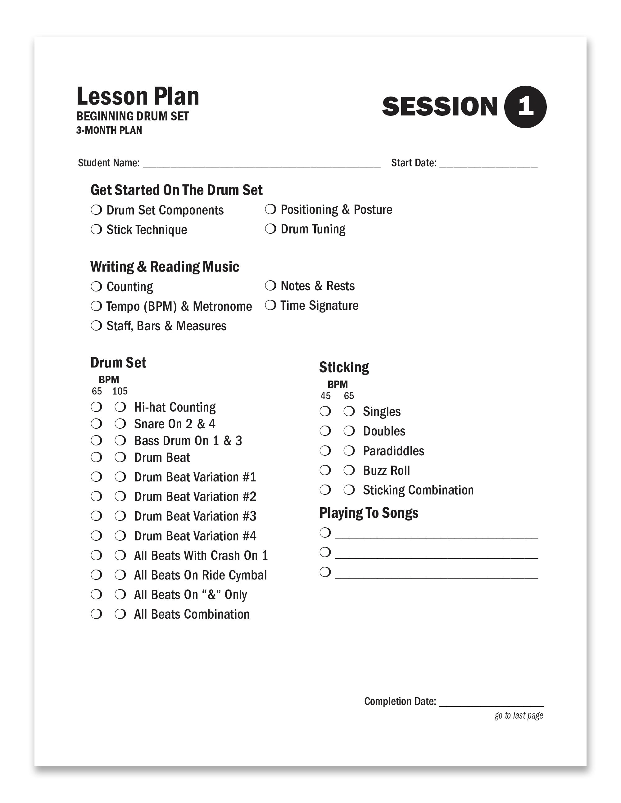 Drum Student Lesson Plan Packet for New Drum Students From on the Drums ...