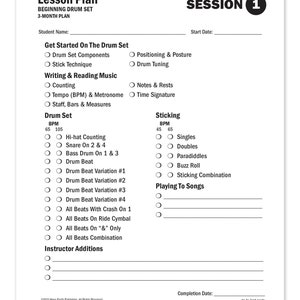 Drum Instructor Lesson Plan Packet for New Drummers From on the Drums ...