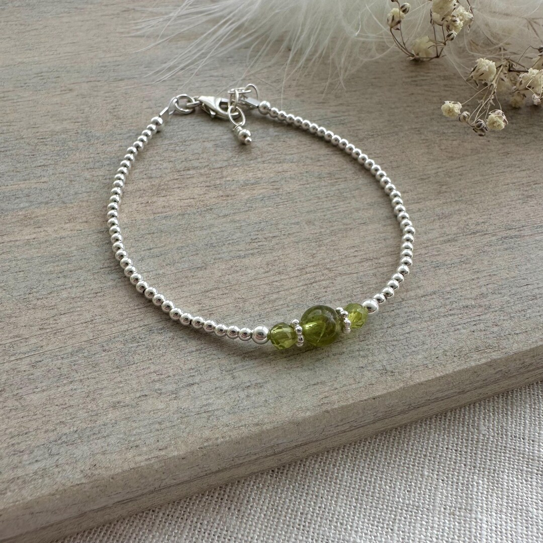 August Birthstone Bracelet, Peridot Bracelet, August Birthday Gift for ...