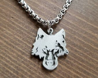 Mens wolf necklace | Etsy