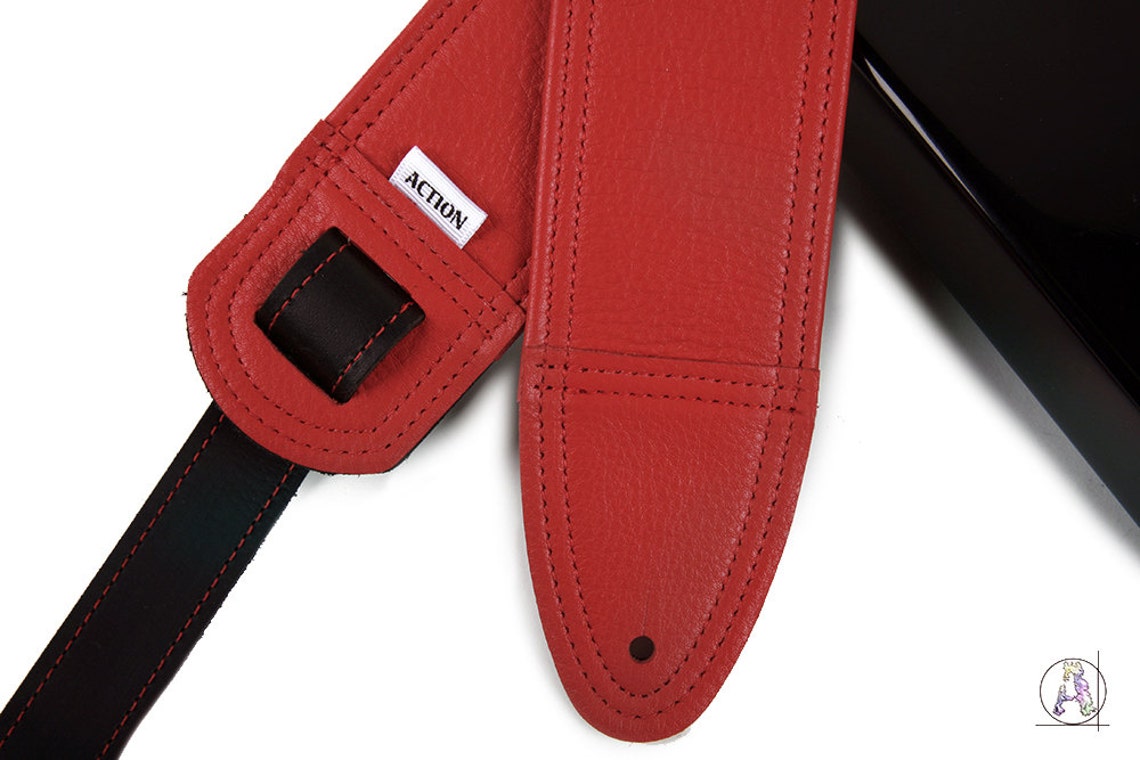 Red Leather Guitar Strap - Etsy