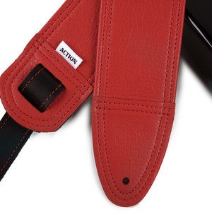 Red Leather Guitar Strap - Etsy