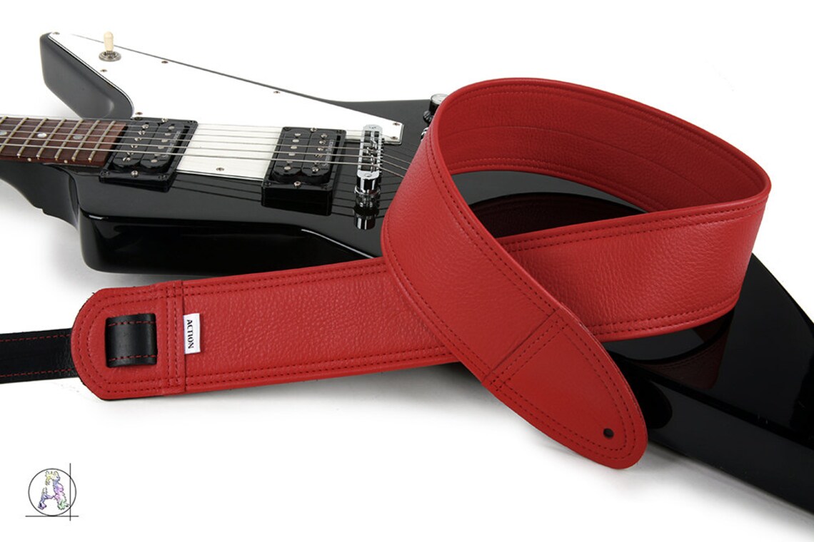 Red Leather Guitar Strap - Etsy