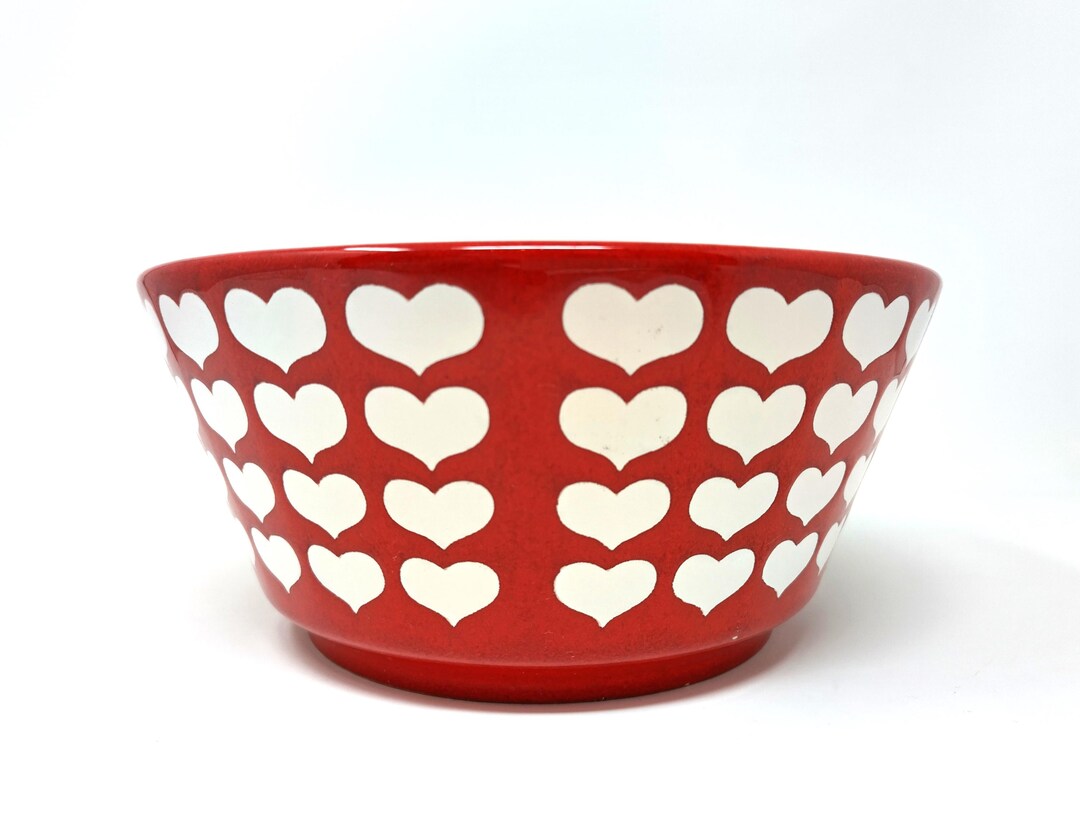 Vintage Bowl Waechtersbach 1970s – Large – Red + White Big Hearts – W ...