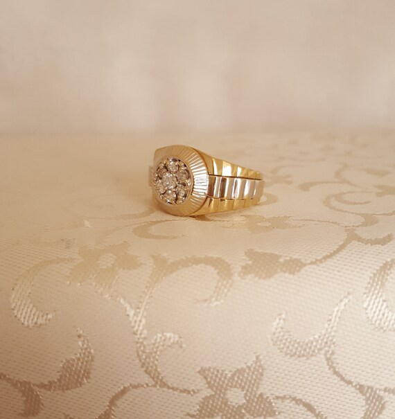 Jubilee Style Two-Tone Diamond Ring in 14k Gold EB528 | Etsy