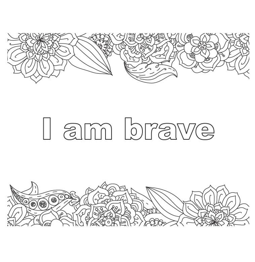 Mindset Coloring Page, I Am Brave, Improves Self-esteem, Confidence ...