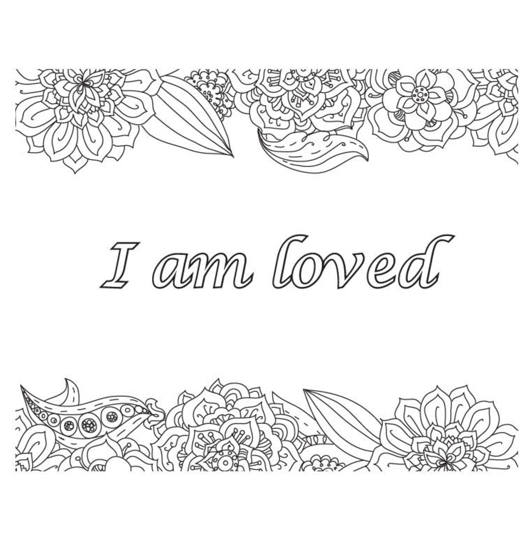 Mindset Coloring Page, I Am Loved, Improves Self-esteem, Confidence ...