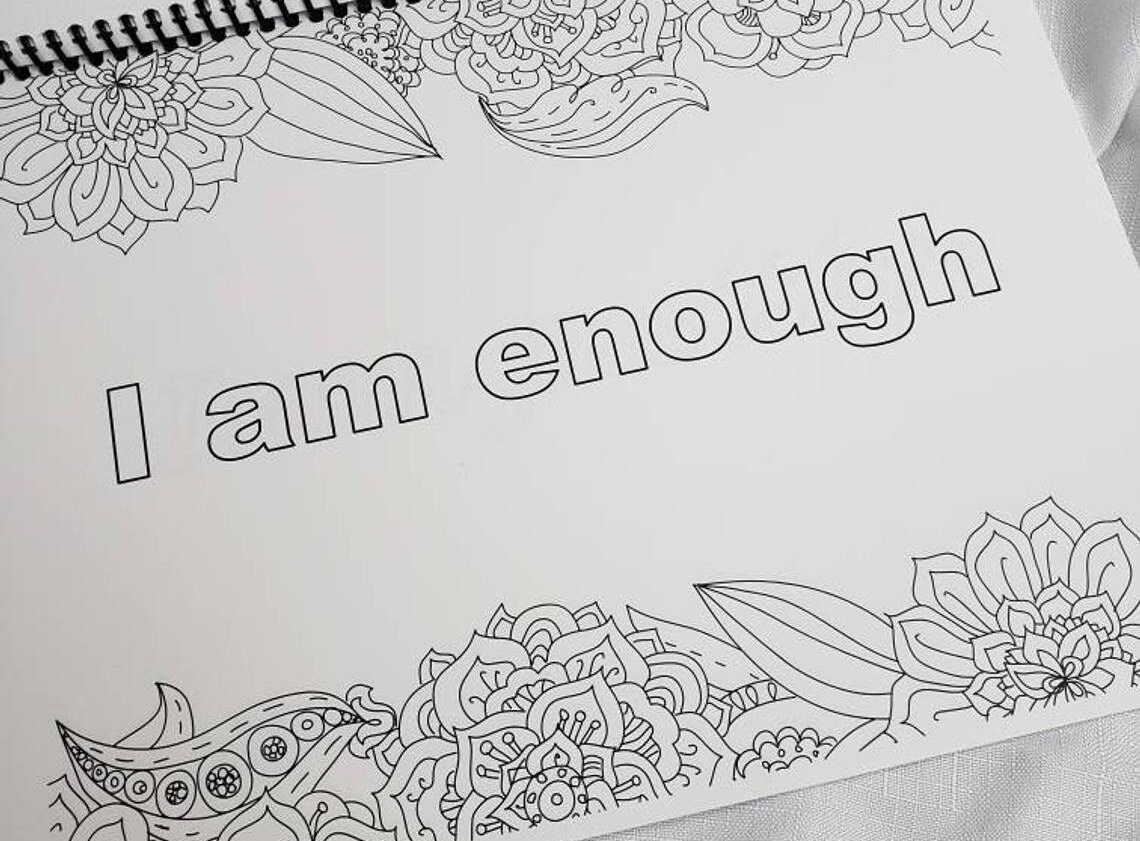 Mindset Colouring Page, I Am Enough, Improves Self-esteem, Confidence ...