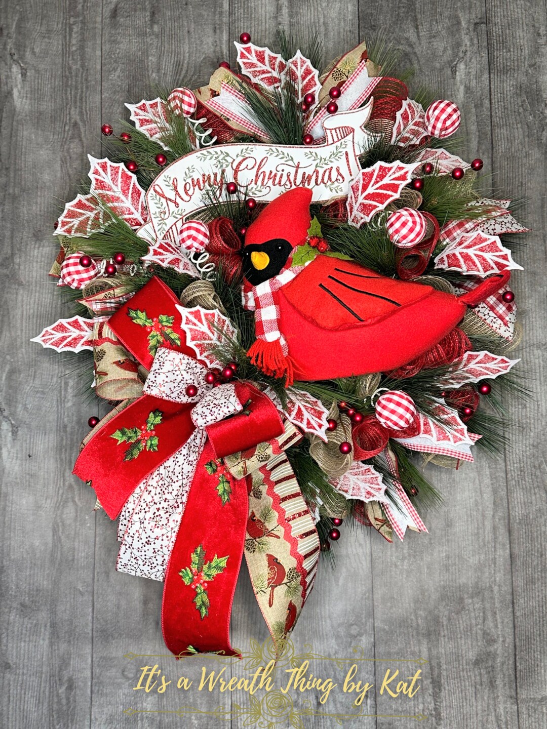 Christmas Cardinal Wreath Red Cardinal Wreath Cardinal Christmas Wreath Red Bird Decor