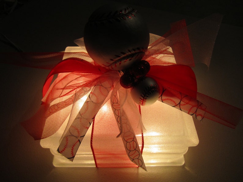 Baseball, Lighted Glass Block, Night Light, Boy's Room, Decoration ...