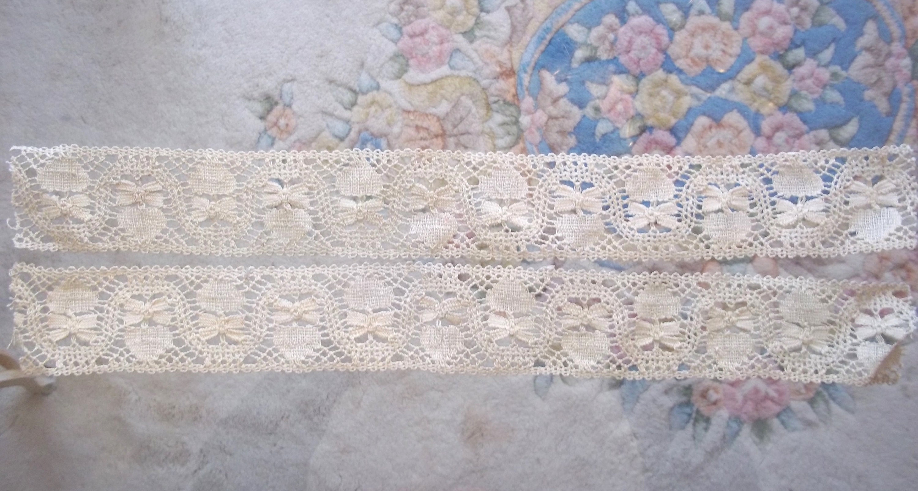 4 Pcs Antique Lace Trim Embellish Machine-made Leaver Lace to Replicate ...