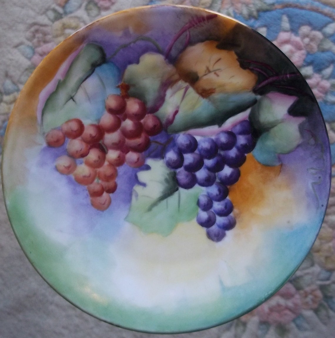 Lovely Antique 8 1/4 Hand Painted Grapes Plate Unsigned - Etsy